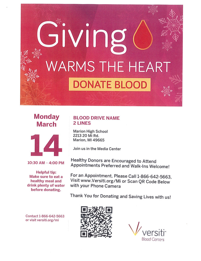 Blood Drive Reminder | Marion Public Schools