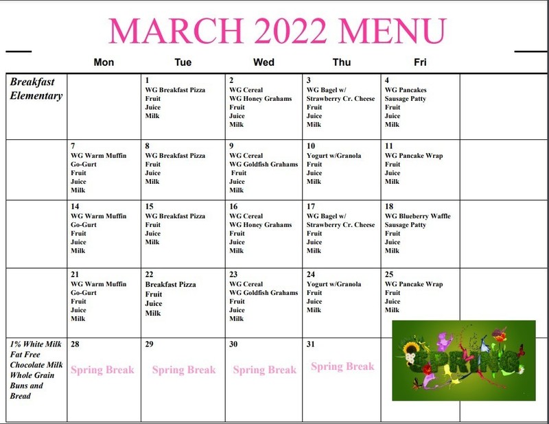 March 2022 Breakfast and Lunch Menus | Marion Public Schools